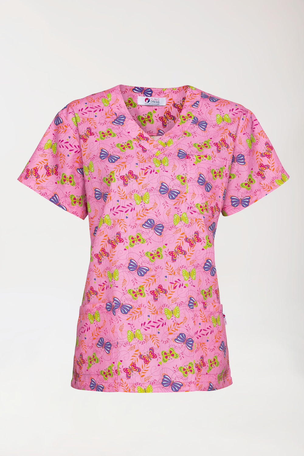 Leichter Schlupfkasack Damen - Alloverprint rosy pink/bunt | CLINIC DRESS